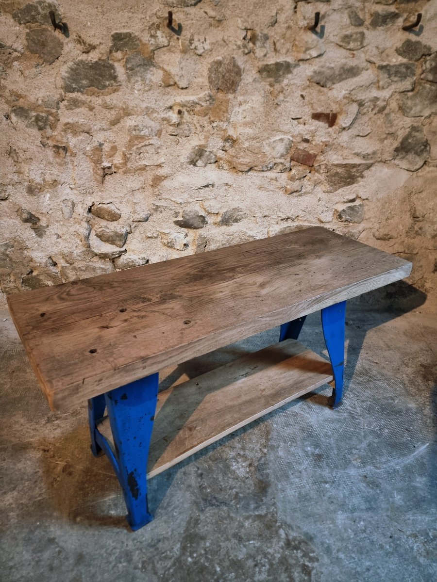 Vintage Industrial Workbench Table with Cast Iron Legs, 1950s for sale ...