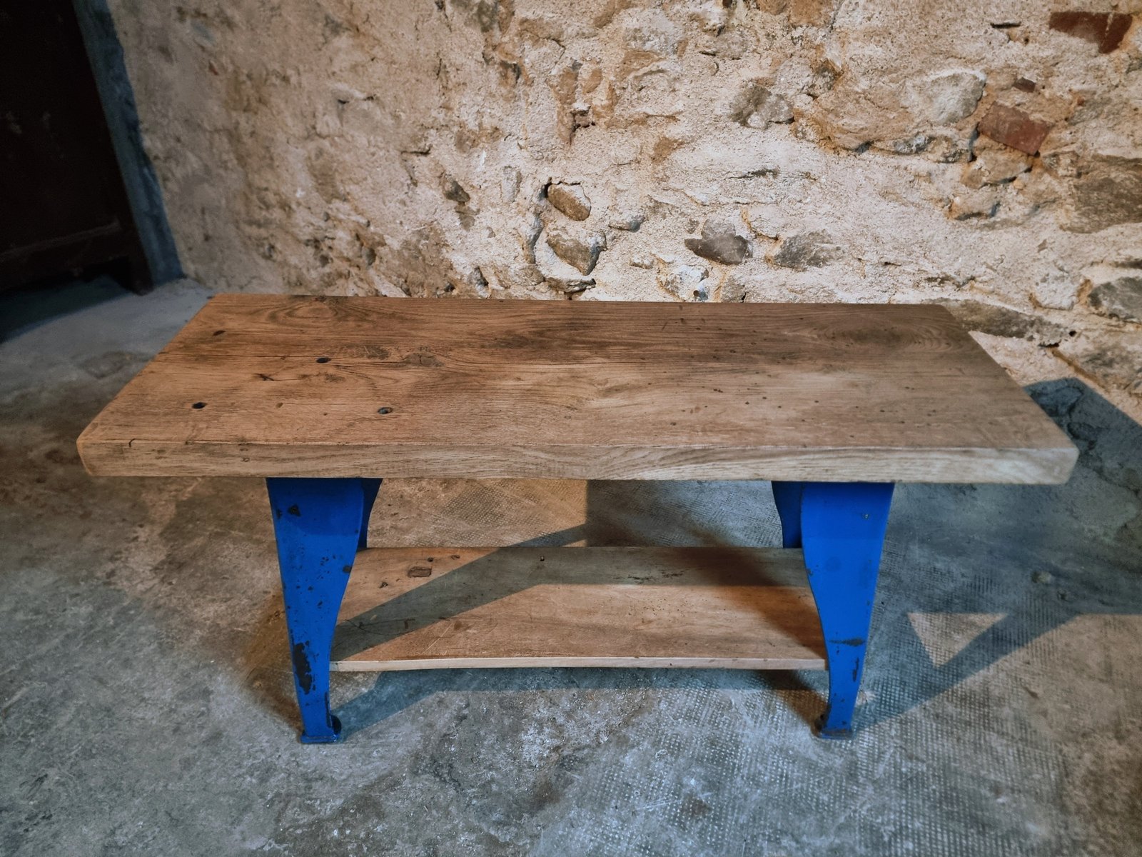 Vintage Industrial Workbench Table with Cast Iron Legs, 1950s for sale ...