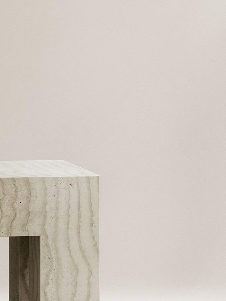 Guéridon d'Autel en Travertin Navona Aiguisé Sculpté à la Main par ...