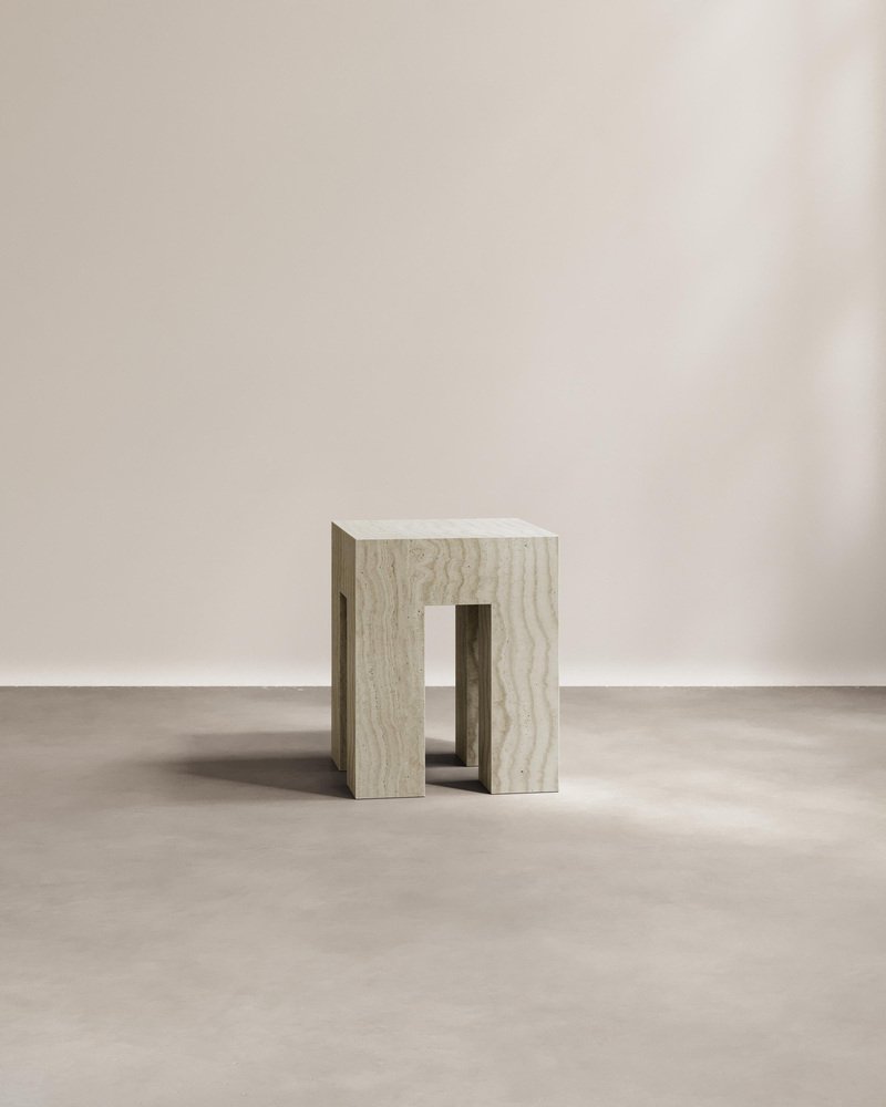 Altar Gueridon in Hand-Carved Honed Navona Travertine by Paloma ...