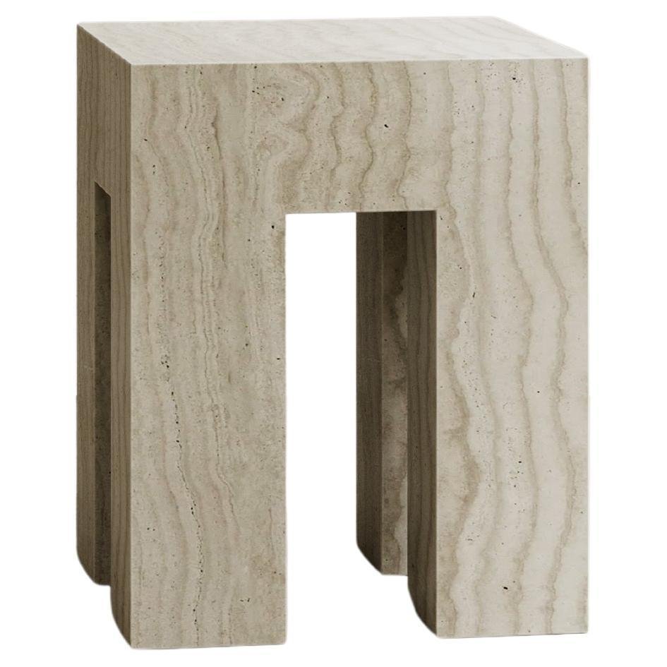 Guéridon d'Autel en Travertin Navona Aiguisé Sculpté à la Main par ...