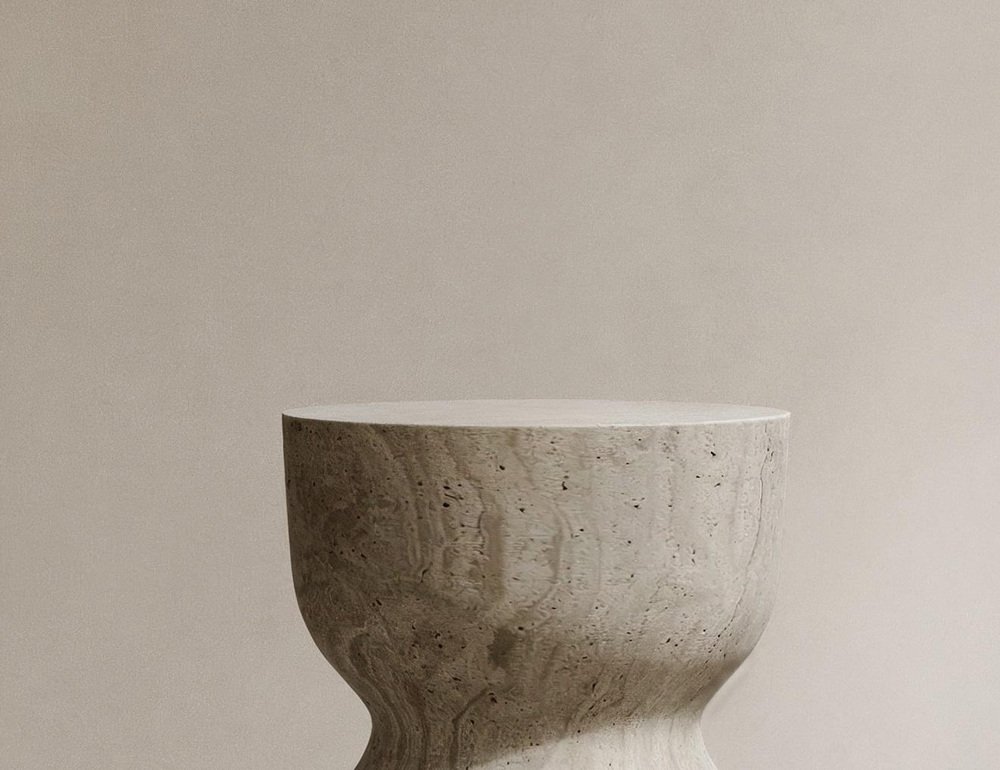 Guéridon Dawn en Travertin Navona par Paloma Editions en vente sur Pamono