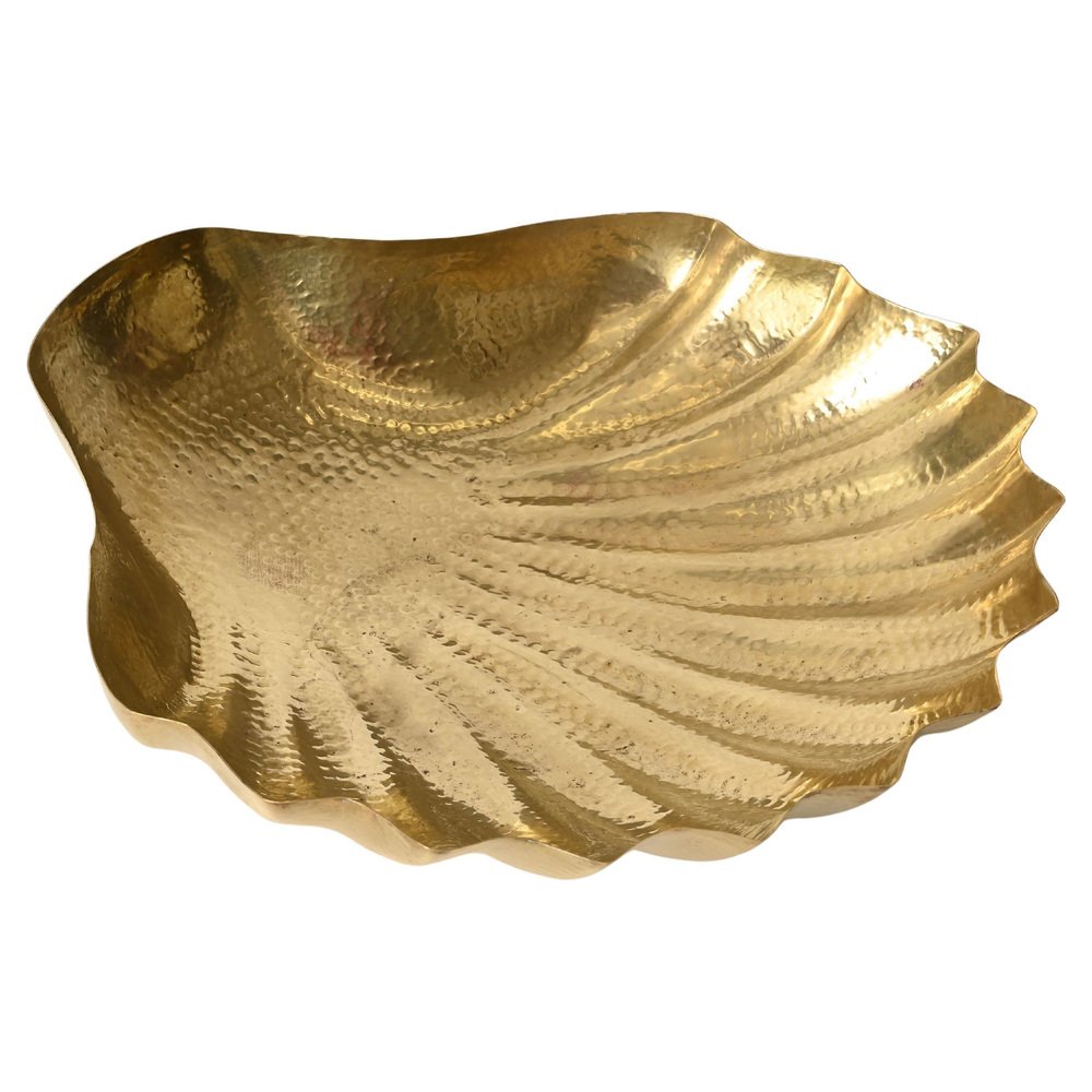 Large Shell-Shaped Bowl in Hand-Hammered Brass from Renzo Cassetti ...