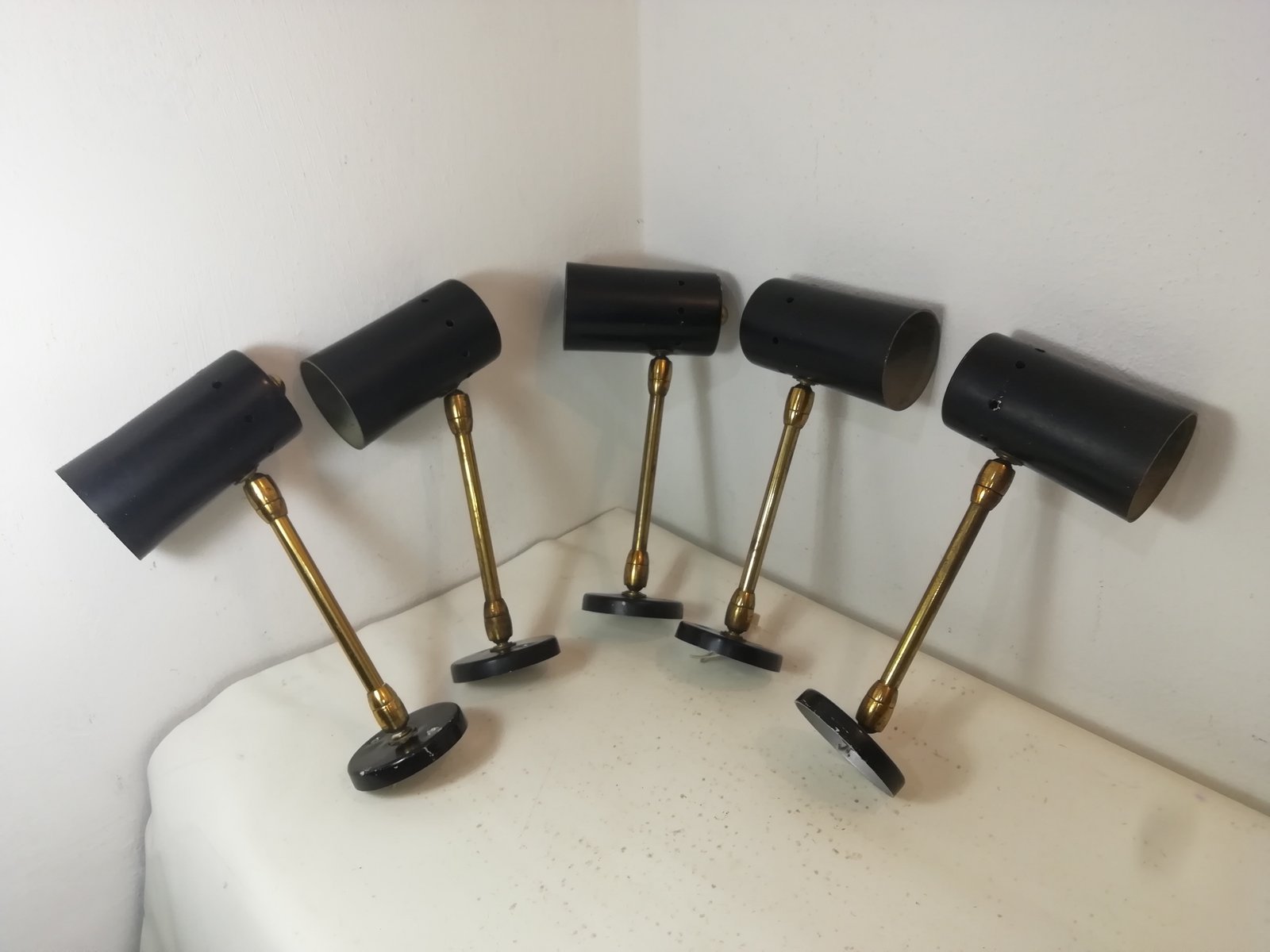 Vintage italian Double-Jointed Wall Lamps, 1950s, Set of 5 for sale at ...