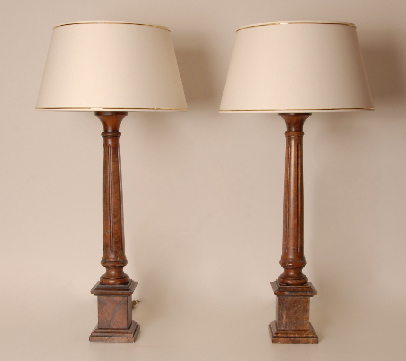 Vintage Neoclassical Traditional Georgian Table Lamps with Red Rouge ...