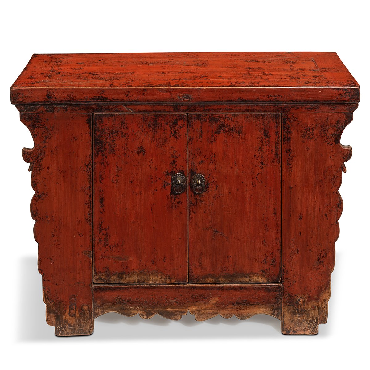 Cinnabar Red End Cabinet, 1920s for sale at Pamono