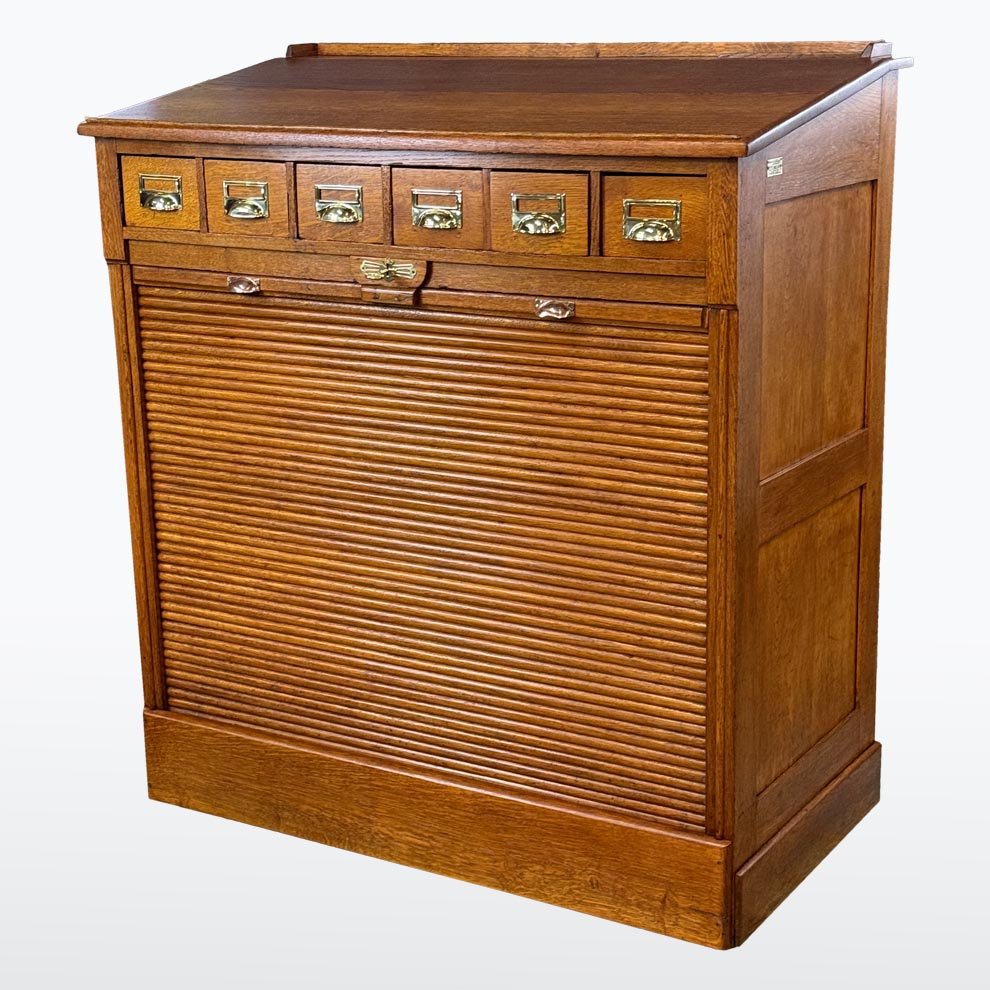 Vintage Roll-Front Filing Cabinet, 1920s for sale at Pamono