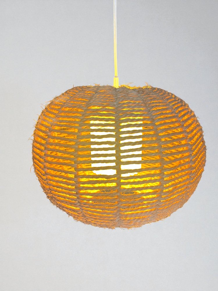 Vintage Danish Sisal Pendant Light, 1970s for sale at Pamono
