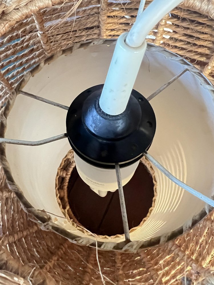 Vintage Danish Sisal Pendant Light, 1970s for sale at Pamono
