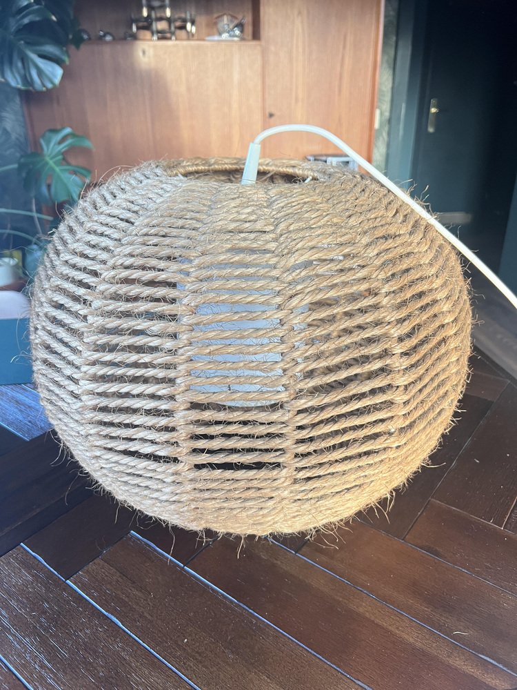 Vintage Danish Sisal Pendant Light, 1970s for sale at Pamono