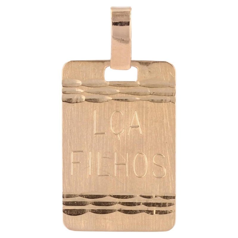Rectangular Medal Pendant in 18 Karat Rose Gold, 1960s for sale at Pamono
