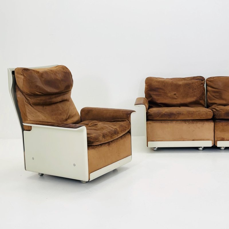 Vintage Space Age Living Room Set in Leather and Alcantara by Dieter ...