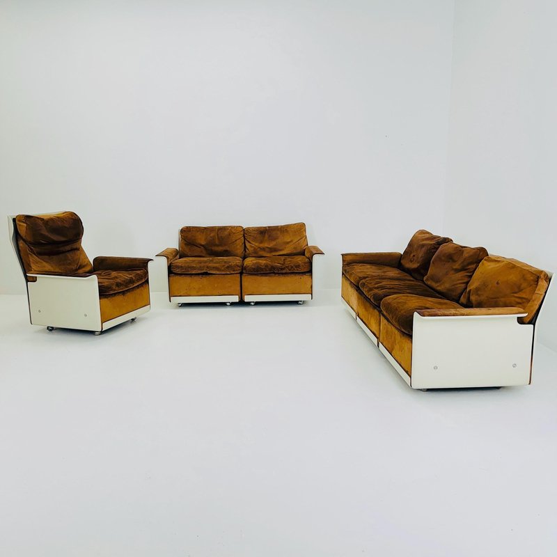 Vintage Space Age Living Room Set in Leather and Alcantara by Dieter ...