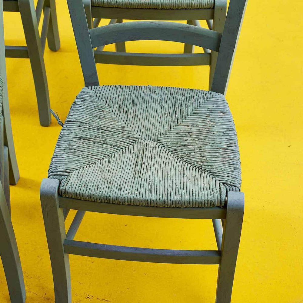 Rustic Wooden Chairs with Straw Seats, Set of 4 for sale at Pamono