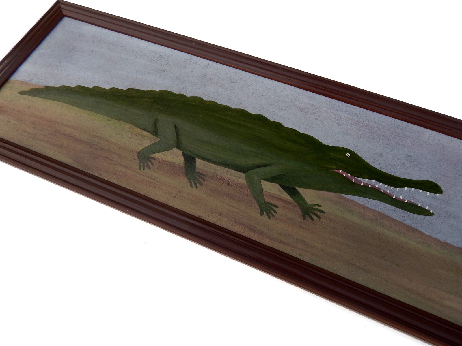 Matt Rix, Naïve Folk Art Alligator on Muddy Ground, Oil Painting ...