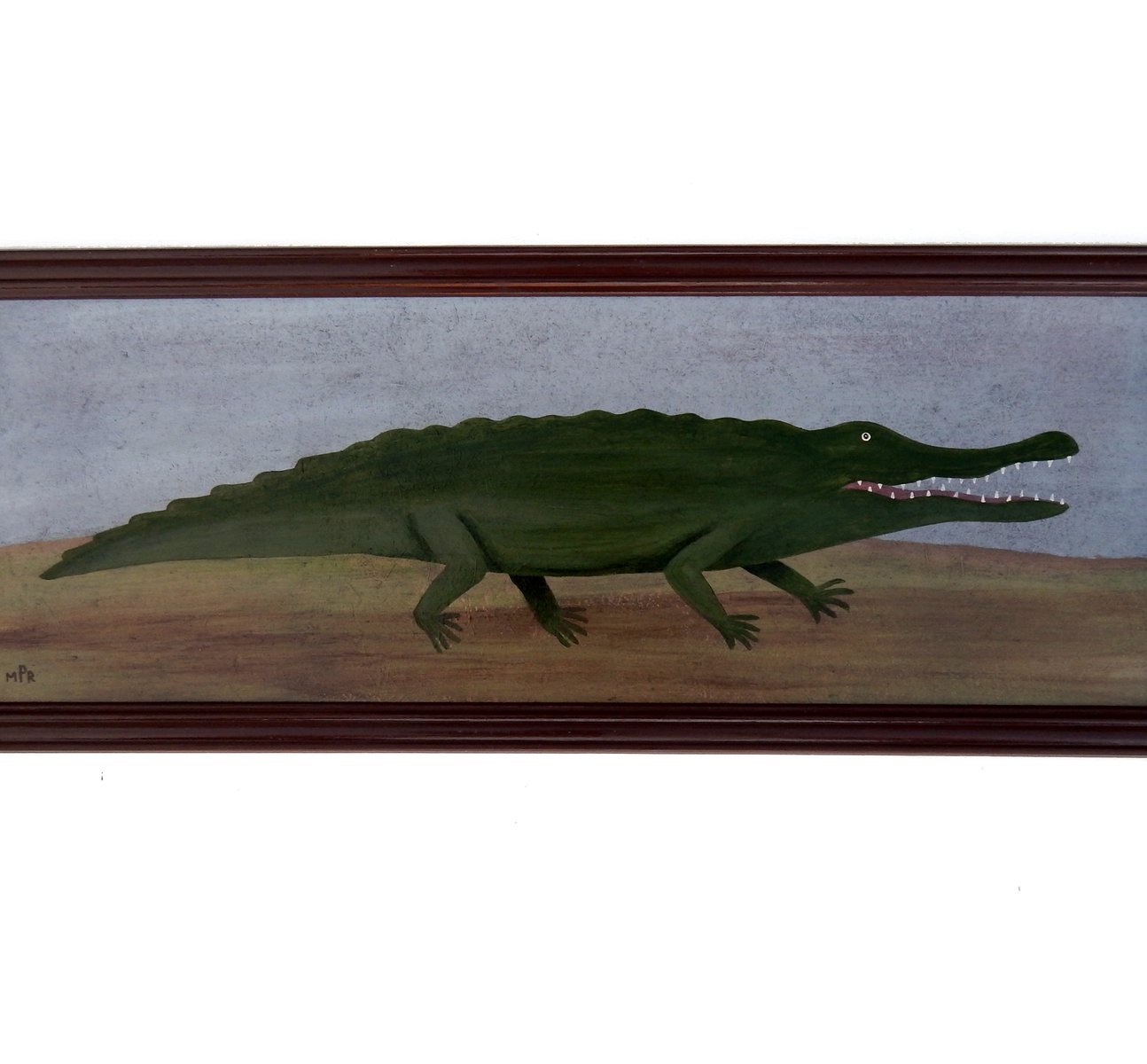 Matt Rix, Naïve Folk Art Alligator on Muddy Ground, Oil Painting ...