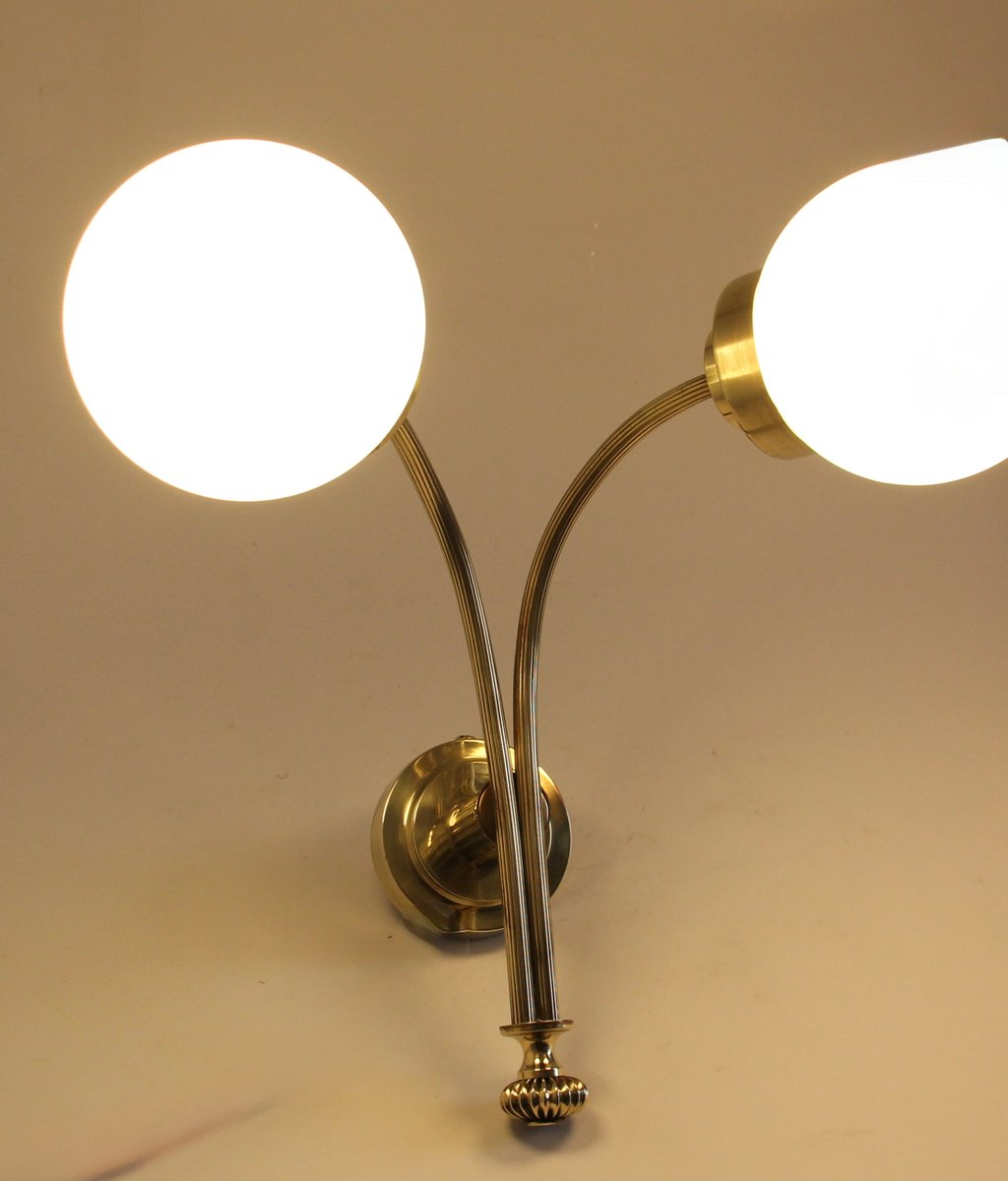 Vintage French Art Deco Wall Lamp with White Spheres, 1940s for sale at ...