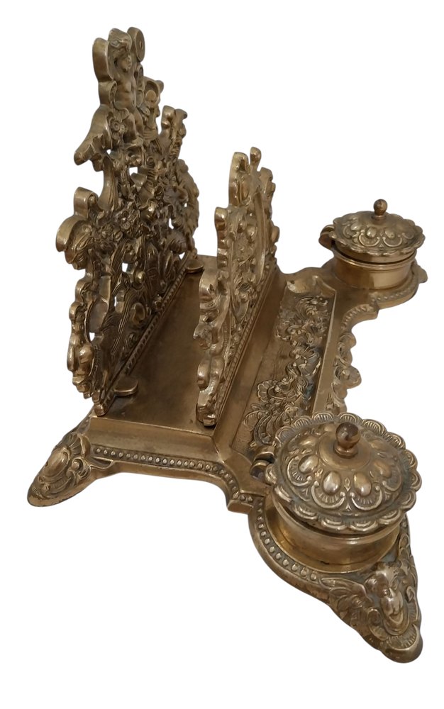 Vintage Brass Inkstand Set, 1980s for sale at Pamono