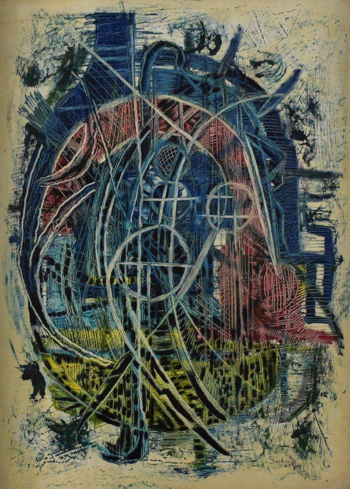Jean-Pol Sudan (Lord John’s), Composition, Oil on Panel for sale at Pamono