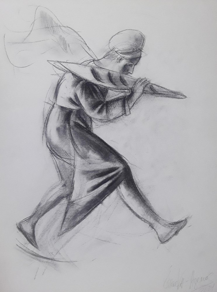 Veronika Issaeva-Agenos, The Baker, 2024, Drawing in Pencil for sale at Pamono