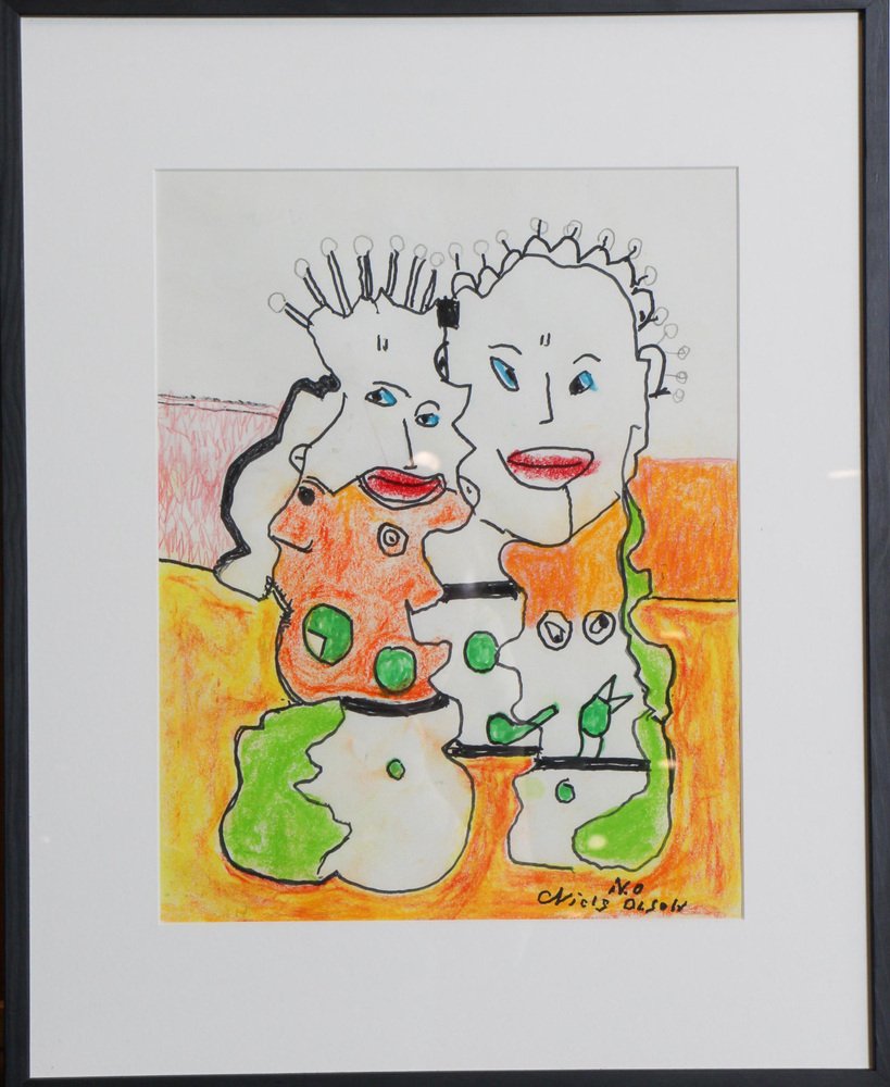 Niels Noller Olsen, Figures, Acrylic Artwork for sale at Pamono