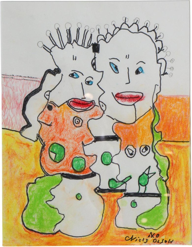 Niels Noller Olsen, Figures, Acrylic Artwork for sale at Pamono