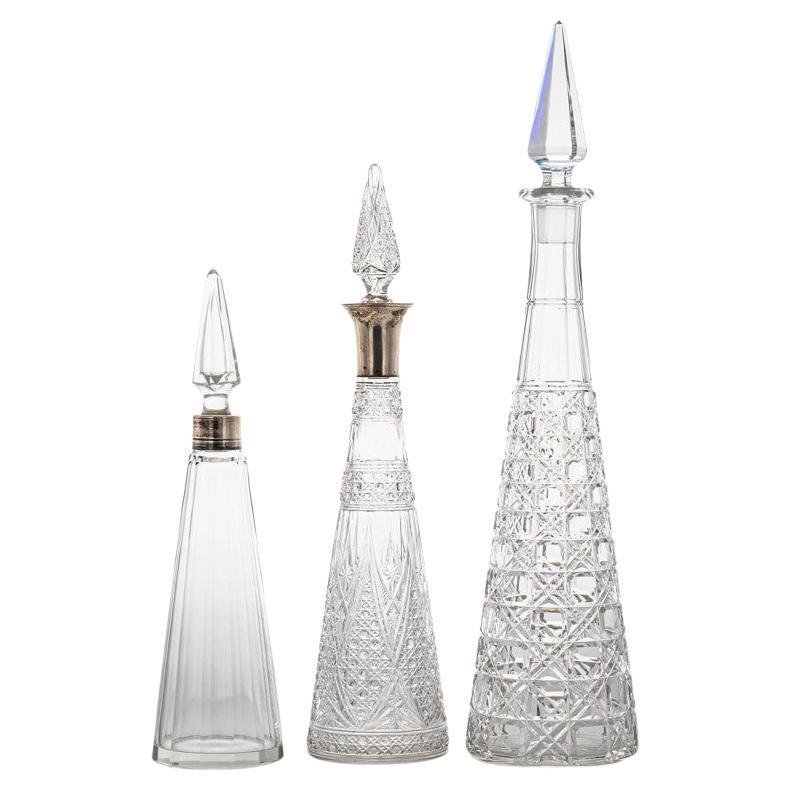 Structured Clear Crystal Glass Carafes from Baccarat, France, 1970s ...
