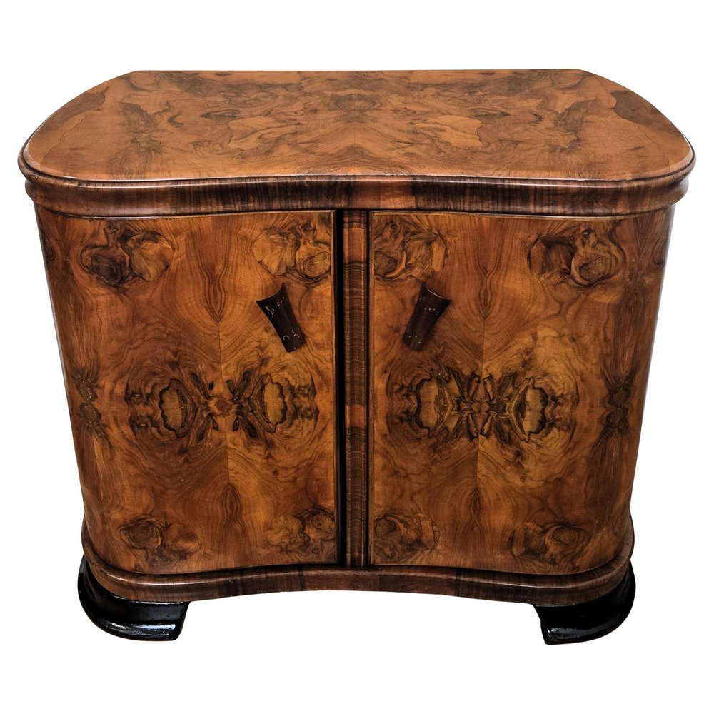 Italienischer Mid-Century Art Deco Barschrank aus Nussholz, Wurzelholz ...