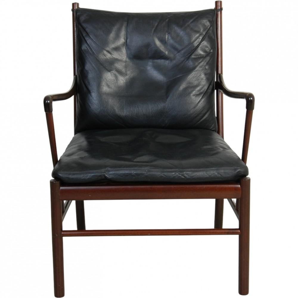 Colonial Chair in Mahogany and Black Leather by Ole Wanscher, 1970s for ...
