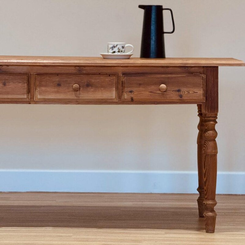 Longue Table Console Victorienne en Pin Melis Méditerranéen, 1800s en vente sur Pamono