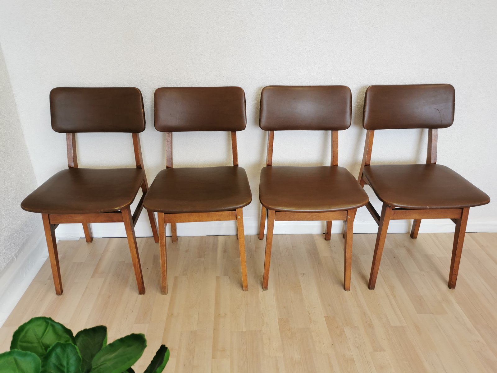 Mid-Century Dining Chairs with Leather Seats from Stol Kamnik, 1970s ...