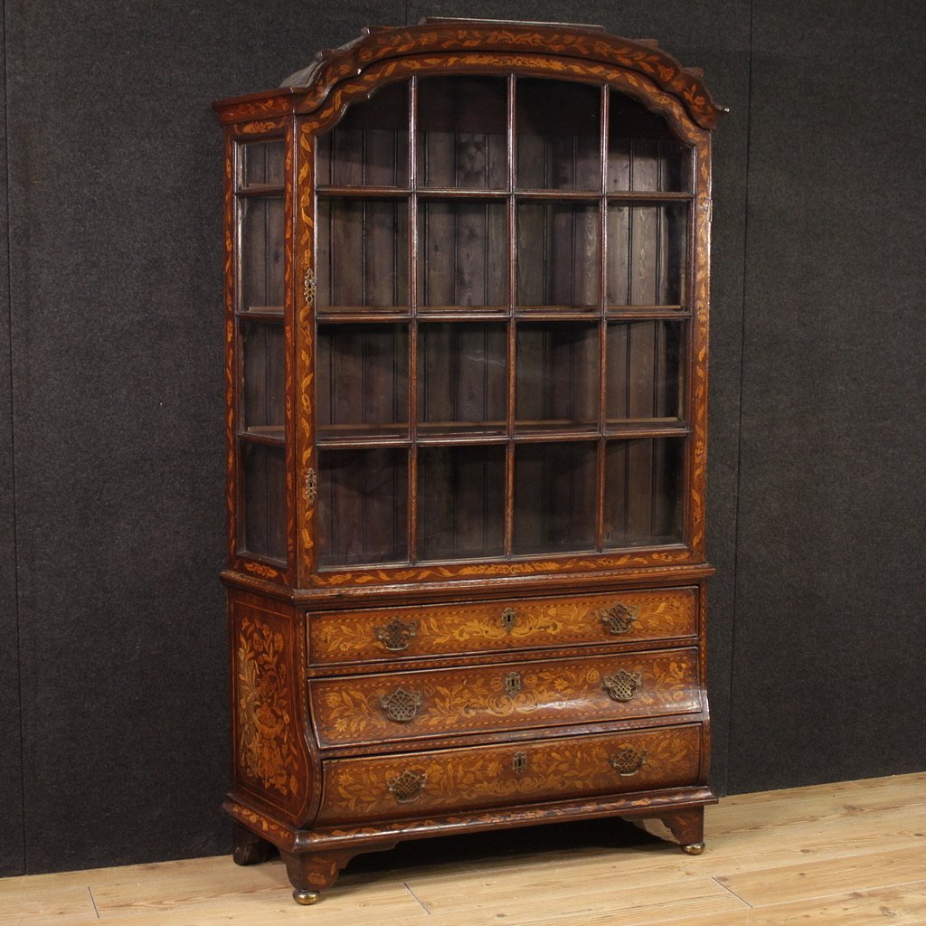 19th Century Dutch Inlaid Display Cabinet, 1880s for sale at Pamono