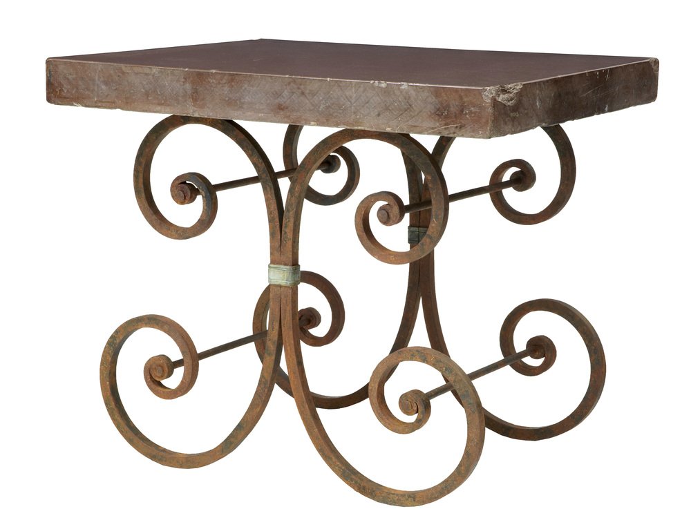 French Iron Bakers Table with Marble Top, 1920s for sale at Pamono