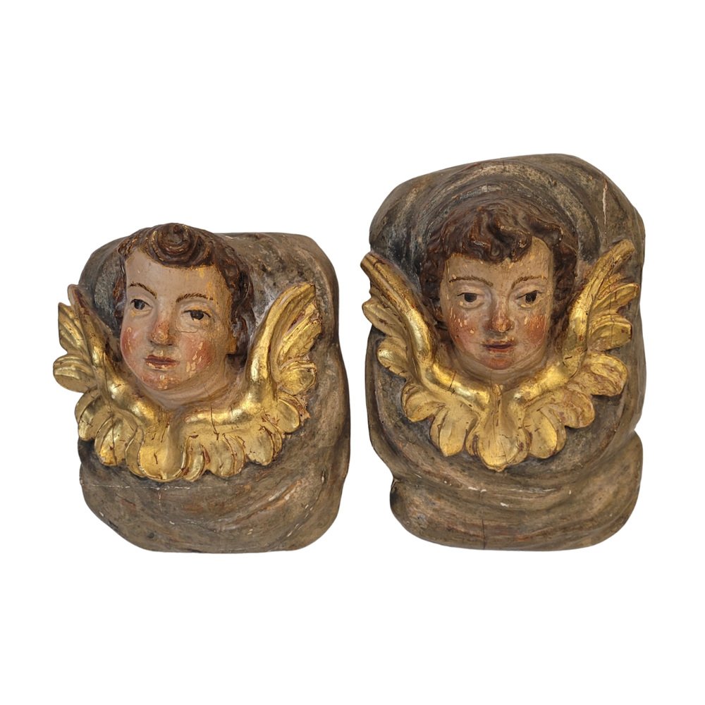 Spanish Artist, High Reliefs of Cherubs, 18th Century, Polychrome Wood ...