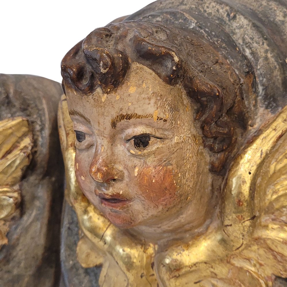 Spanish Artist, High Reliefs of Cherubs, 18th Century, Polychrome Wood ...