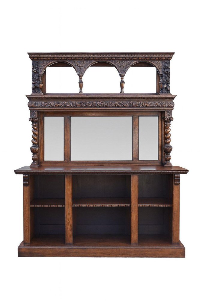 Victorian Carved Oak Front and Back Bar, 1880, Set of 2 for sale at Pamono