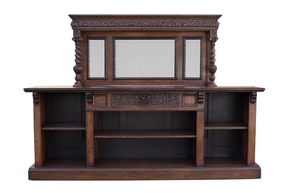 Victorian Carved Oak Front and Back Bar, 1880, Set of 2 for sale at Pamono