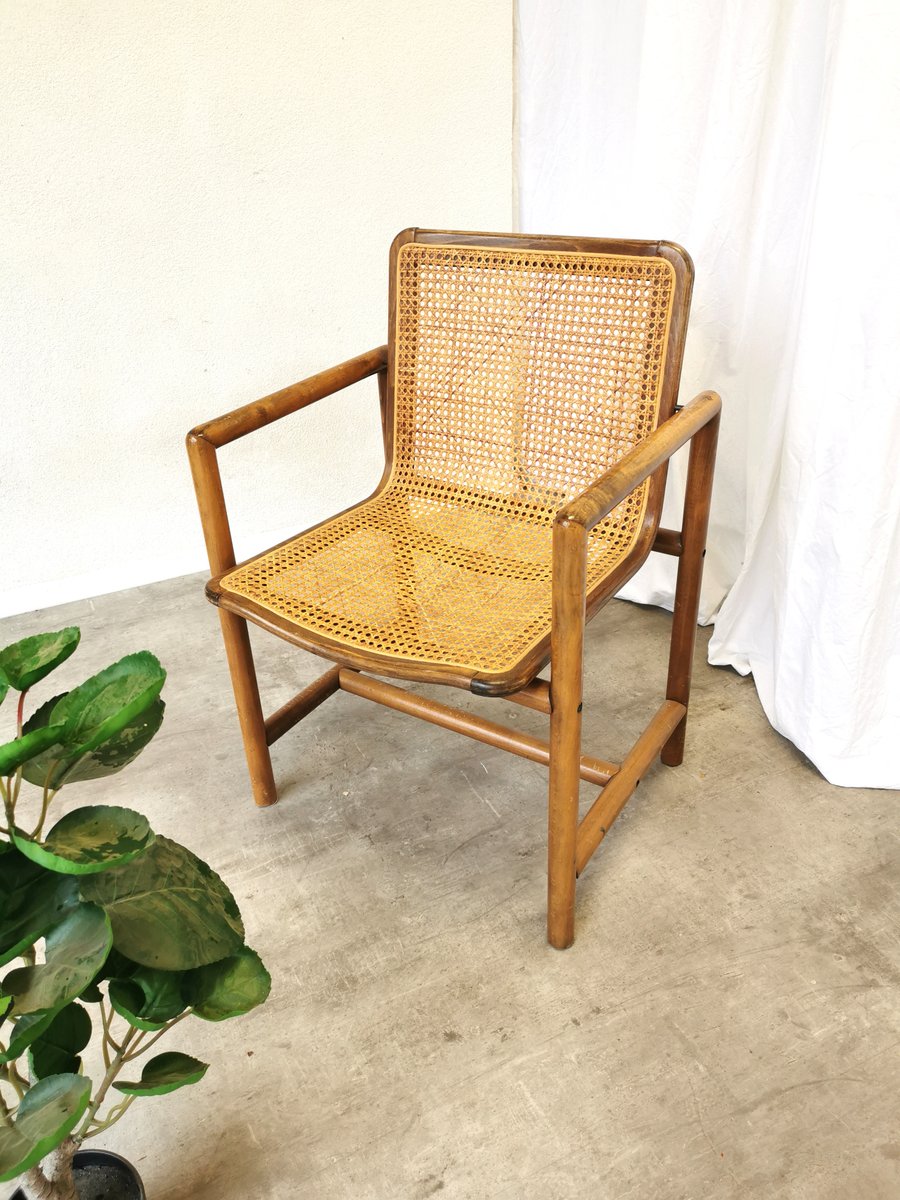 Mid-Century Wooden and Cane Armchair by Branko Ursic, 1970s for sale at ...