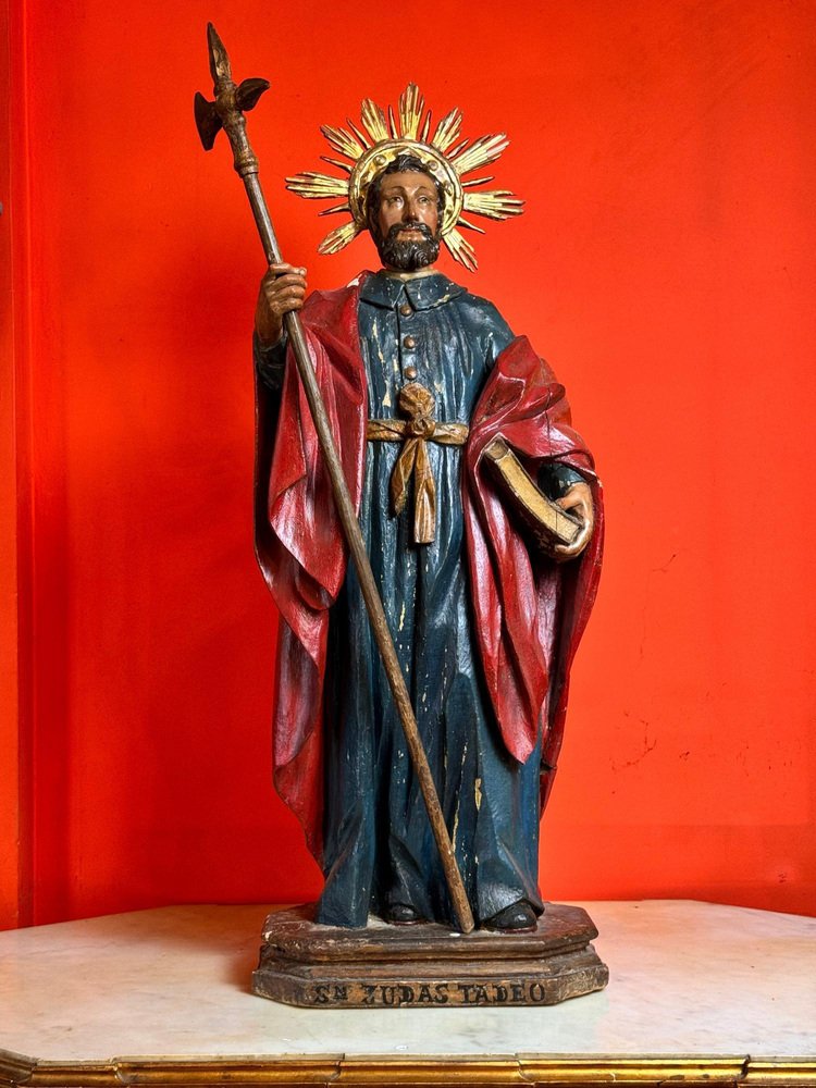 Spanish Artist, Large Sculpture of Saint Jude Thaddeus, 18th Century ...