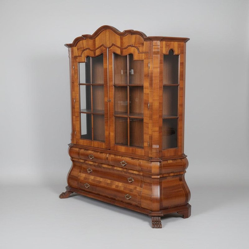 Large Dutch Baroque Style Display Cabinet in Walnut Veneer, 1960s-1980s ...
