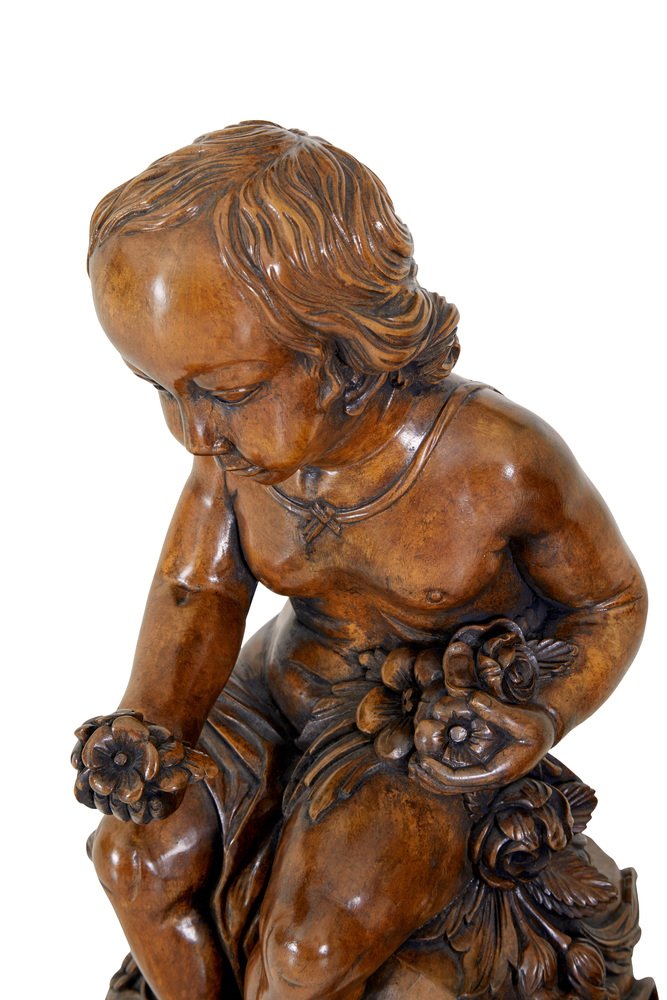 Gothic Revival Carved Cherubs, 1970, Fruitwood, Set of 2 for sale at Pamono