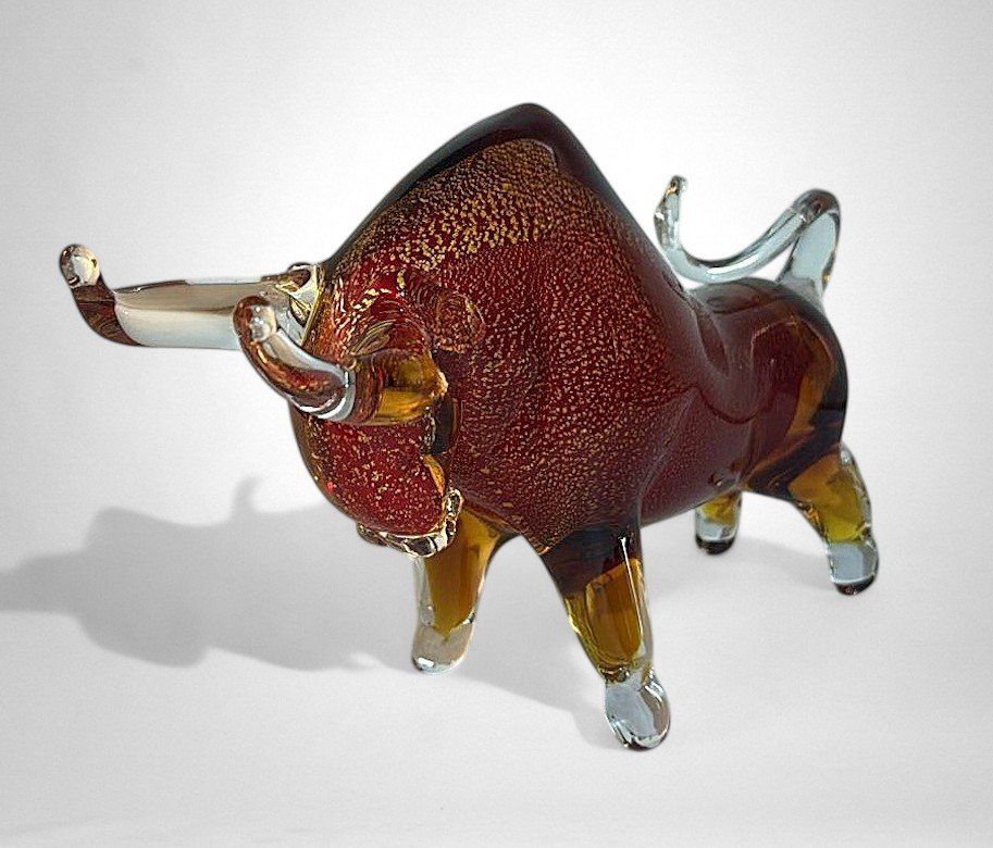 Murano Red Glass Bull Sculpture in Sommerso Technique, 1970s for sale ...