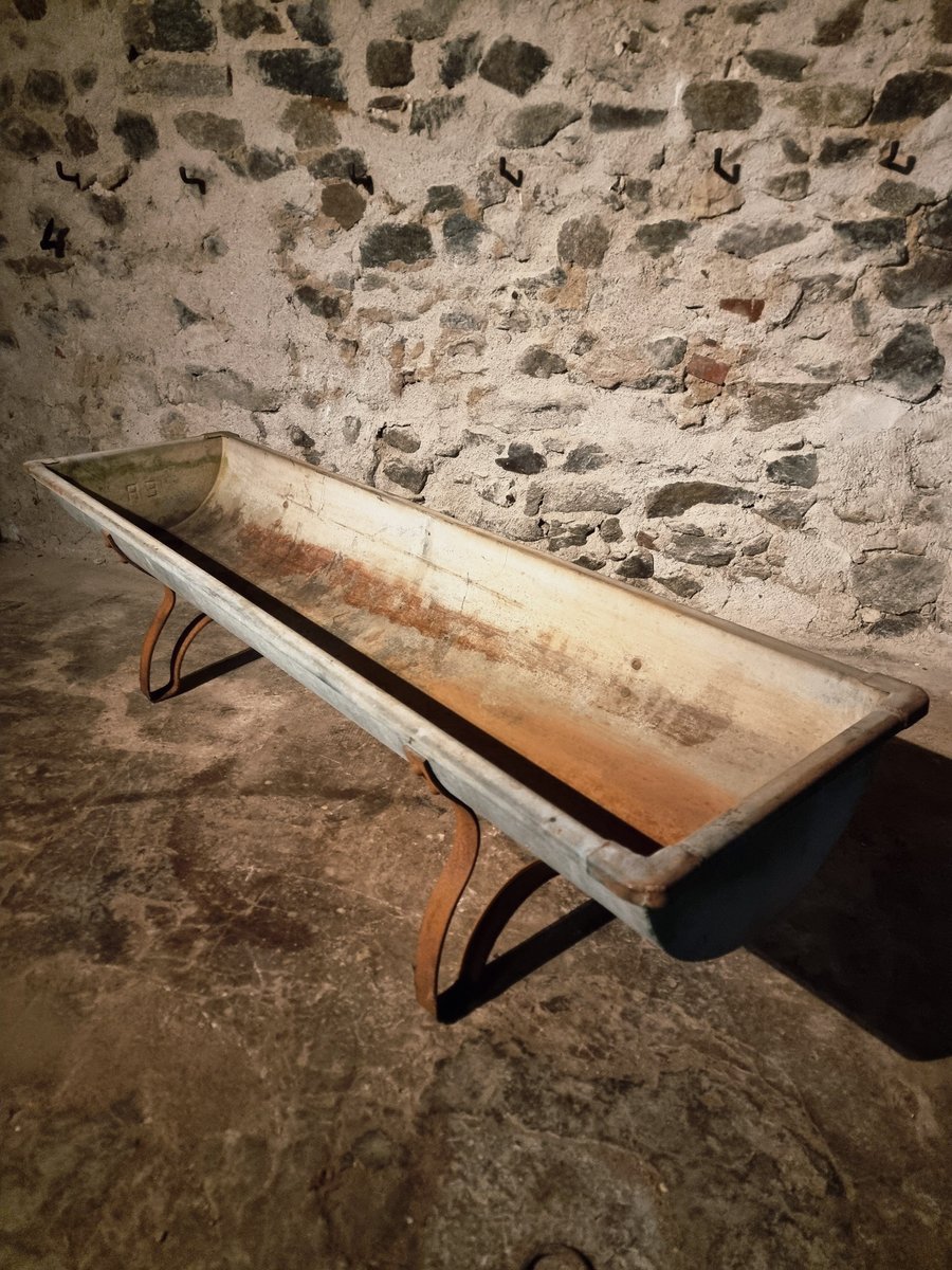 Vintage French Galvanized Iron Feeding Trough, 1930s for sale at Pamono