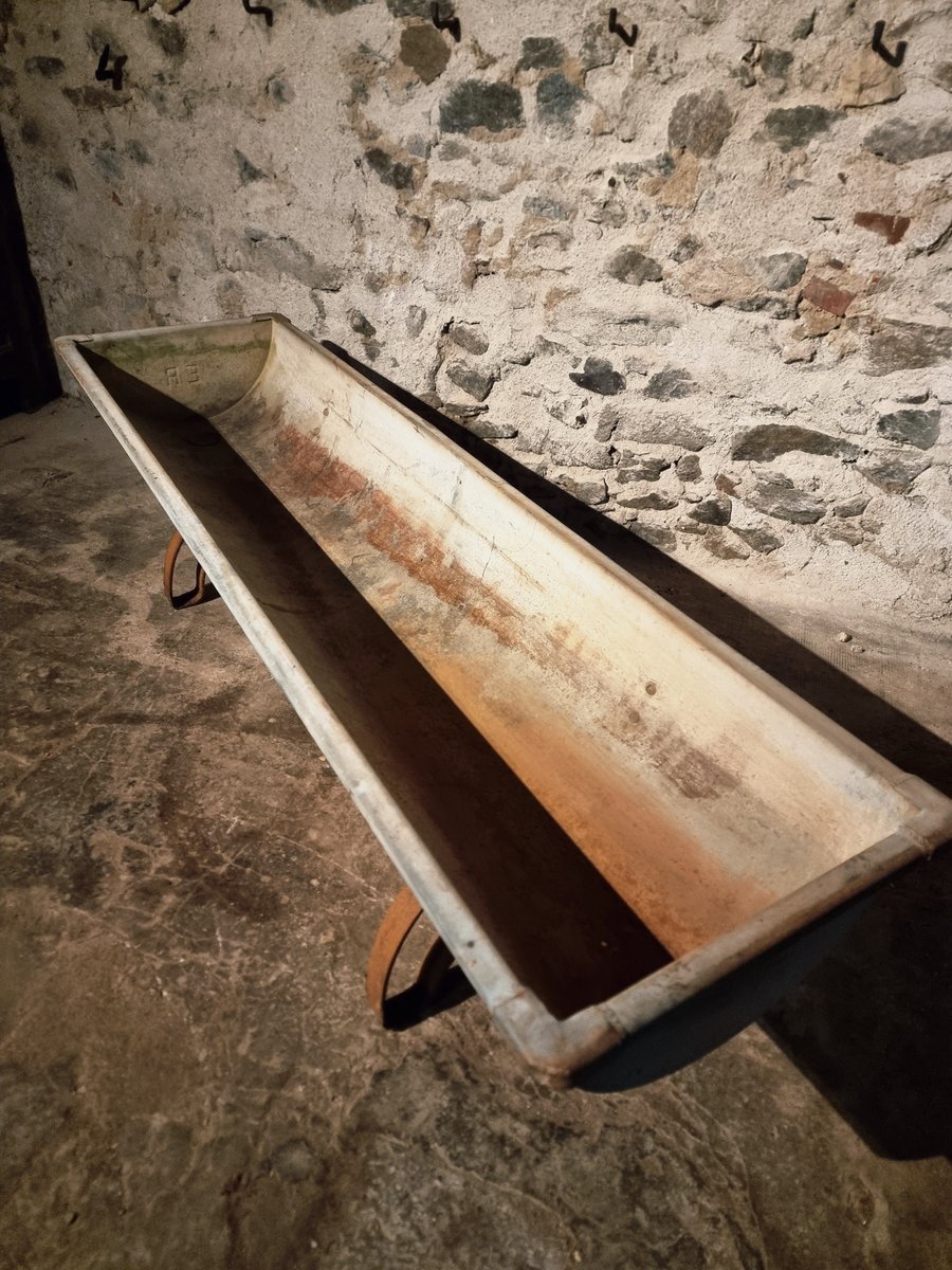 Vintage French Galvanized Iron Feeding Trough, 1930s for sale at Pamono
