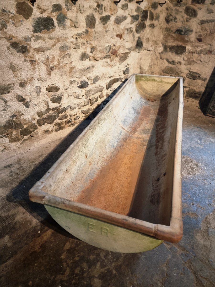 Vintage French Galvanized Iron Feeding Trough, 1930s for sale at Pamono