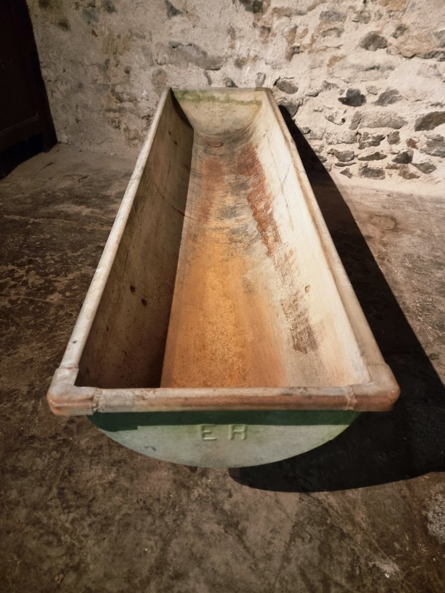 Vintage French Galvanized Iron Feeding Trough, 1930s for sale at Pamono