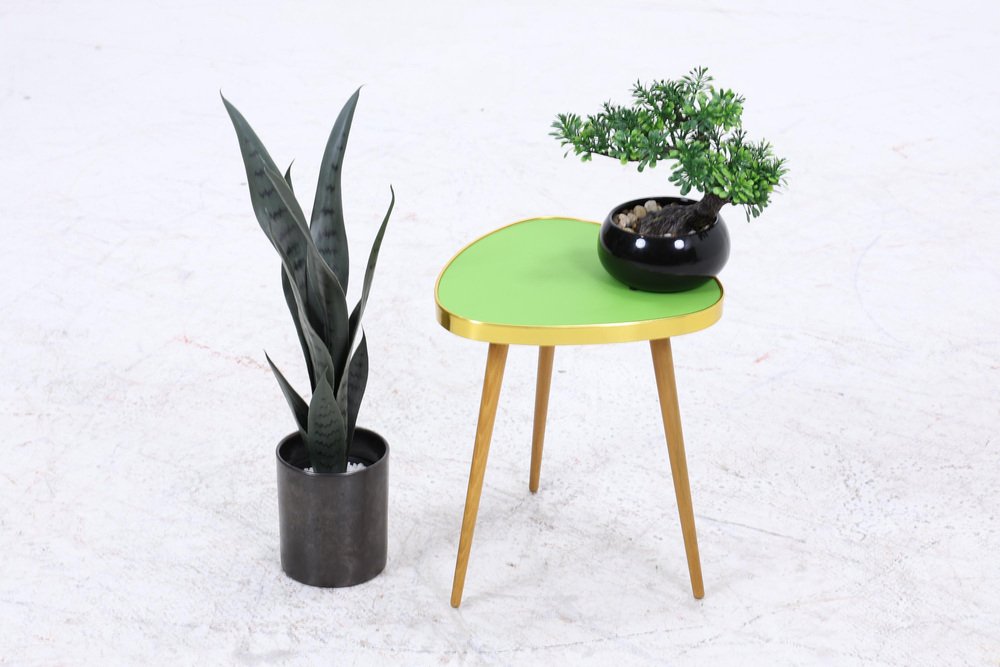 Mid-Century Kidney-Shaped Green Plant Stand, 1960s for sale at Pamono