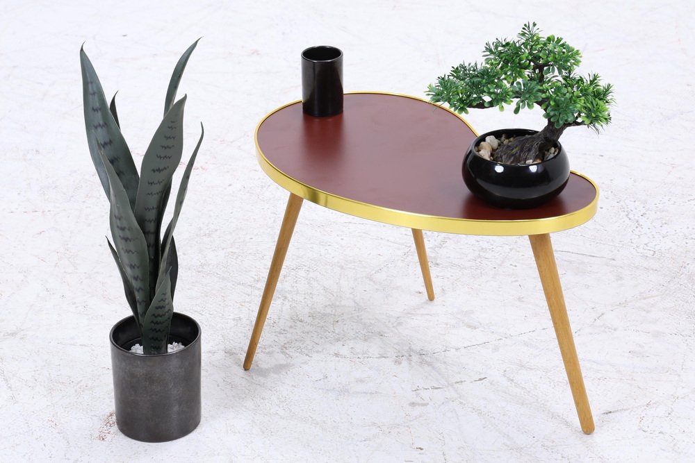 Vintage Kidney-Shaped Table in Brown, 1960s for sale at Pamono