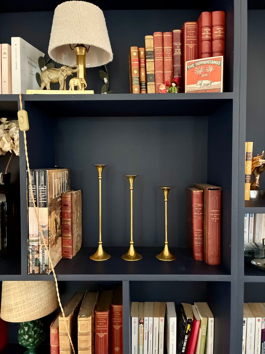 Brass Trumpet Candlesticks, 1960s, Set of 3 for sale at Pamono