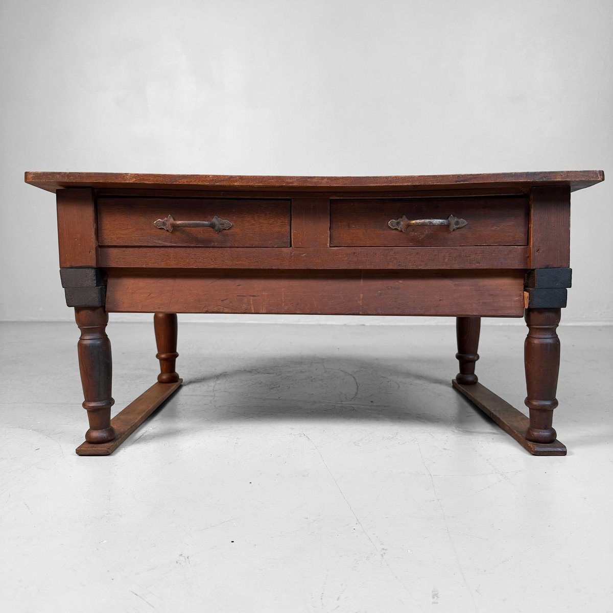 Japanese Wooden Writing Table with Folding Legs and Drawers, 1930s for ...